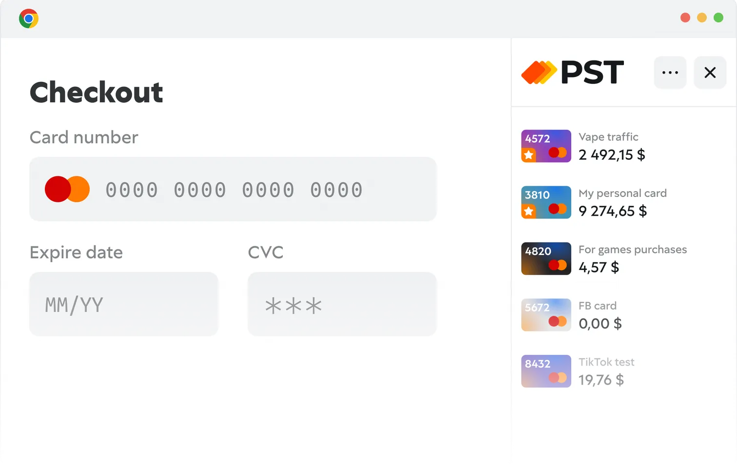 Cardholder browser extension by PST